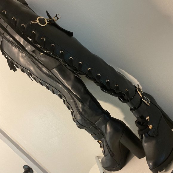 Shoes | Thigh High Elira High Block Heel Bootsnew | Poshmark